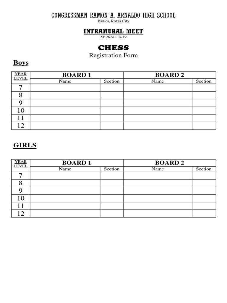 Chess: Intramural Meet | PDF | Board Games | Games Of Mental Skill