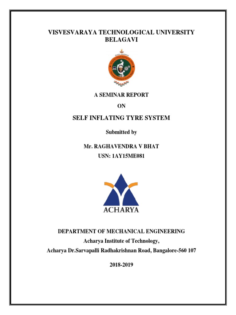 Technical Seminar Report | PDF | Tire | Valve
