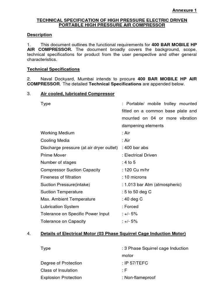 400 BAR MOBILE AIR COMPRESSOR SPECS | PDF | Valve | Mechanical Engineering