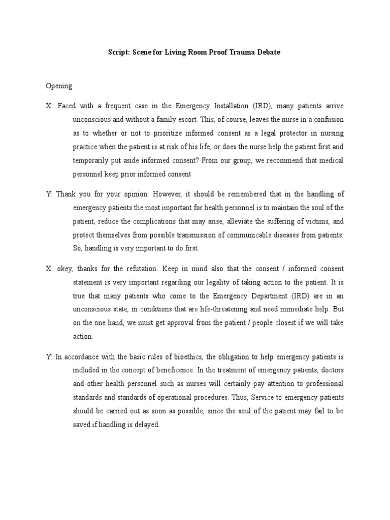 Script: Scene For Living Room Proof Trauma Debate | PDF | Informed ...