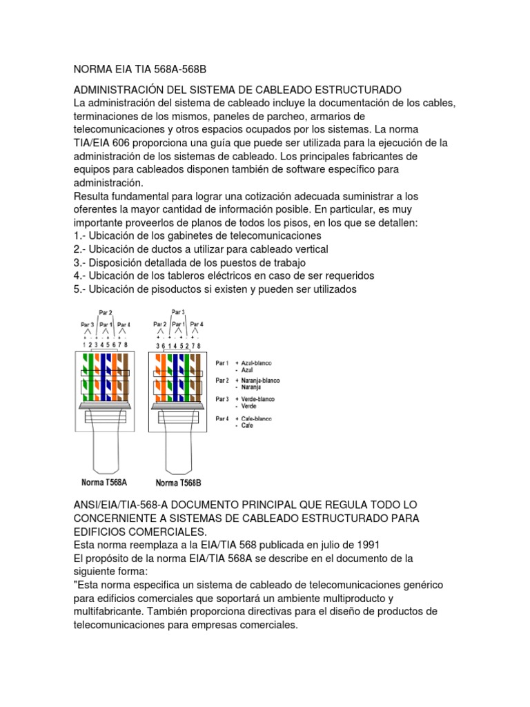 Norma Eia Tia 568a | PDF | Fibra óptica | Electrónica