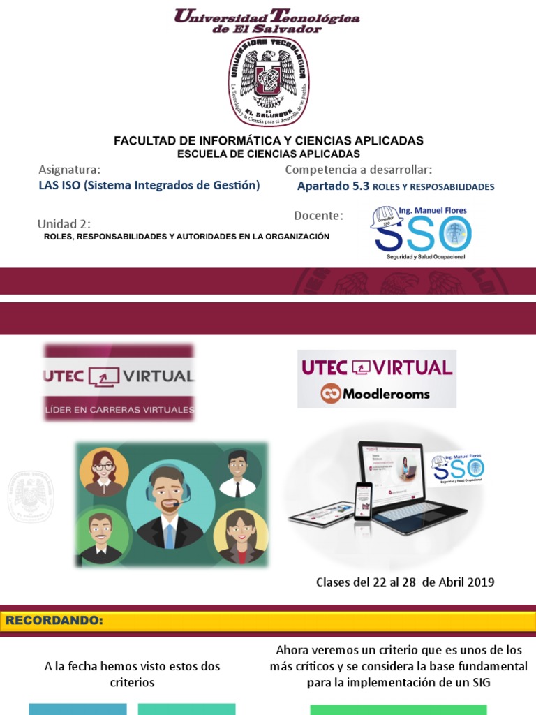 Roles y Responsabilidades en ISO 9001-45001 | PDF | Planificación ...