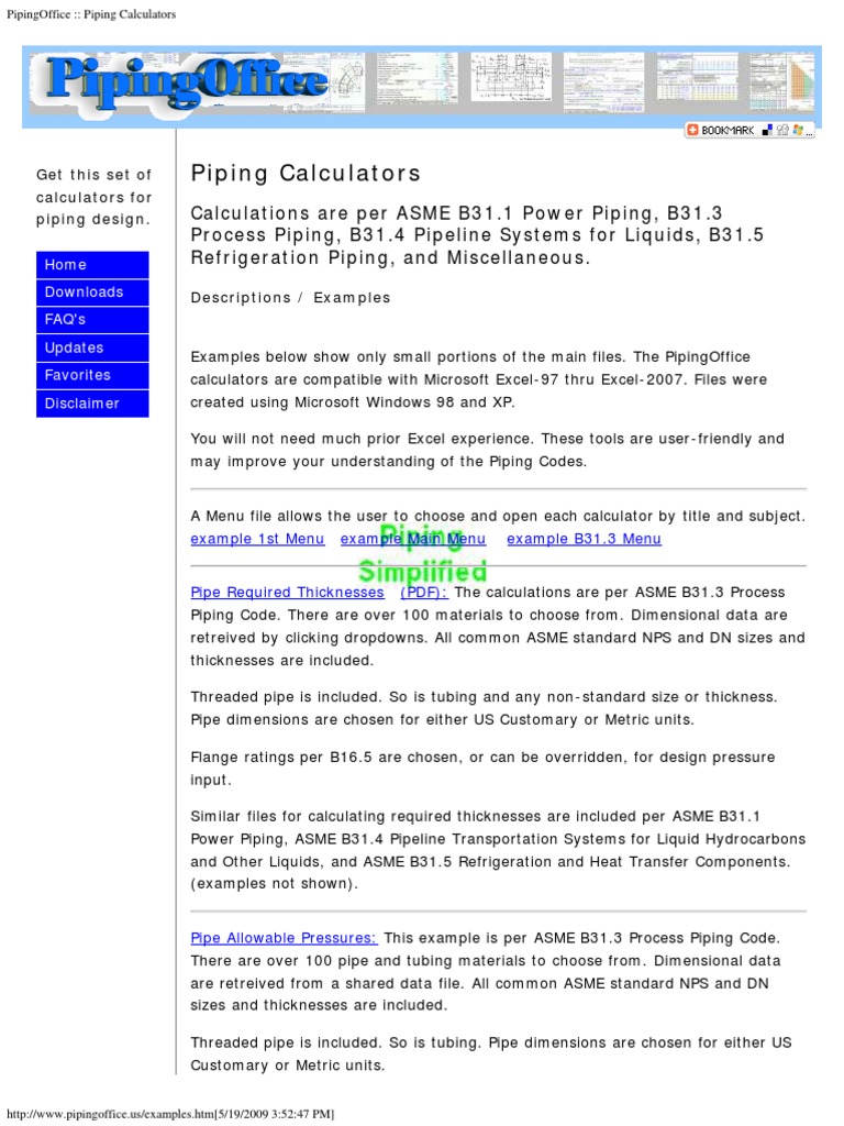 ASME PipingOffice - Piping Calculators | PDF | Pipe (Fluid Conveyance ...