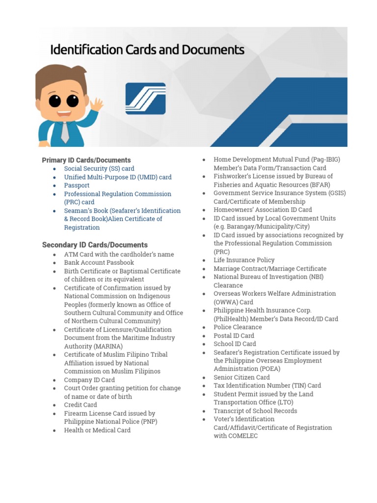 ID Documents List | PDF | Licensure | Identity Document