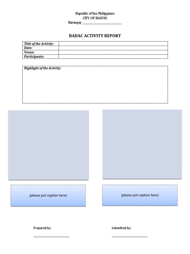 Badac Activity Report: Title of The Activity: Date: Venue: Participants ...