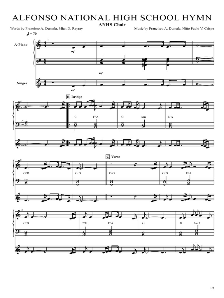 ANHS Hymn | PDF | Songs | Musical Compositions
