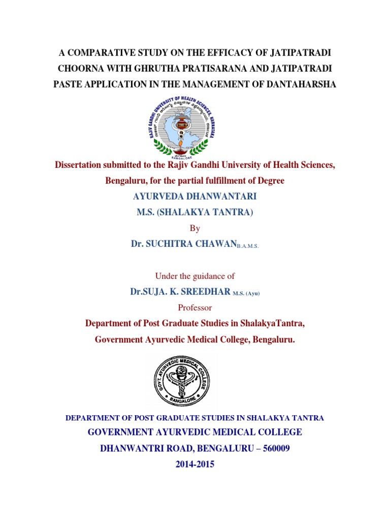 A Comparative Study On The Efficacy of Jatipatradi Choorna With Ghrutha ...
