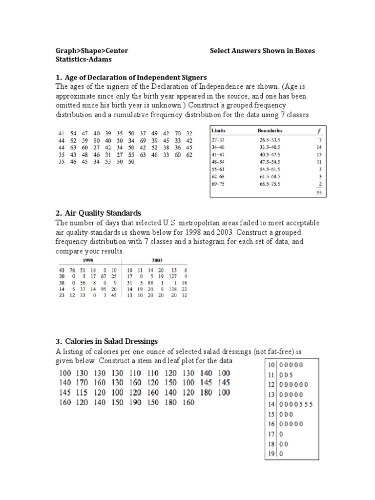 Statistics Practice Problems Chapter 1 Answers | PDF | Skewness | Variance