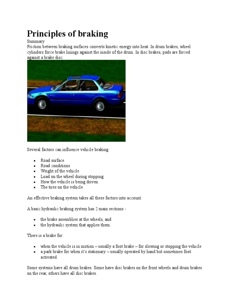 Principle of Braking | PDF | Brake | Vehicle Technology