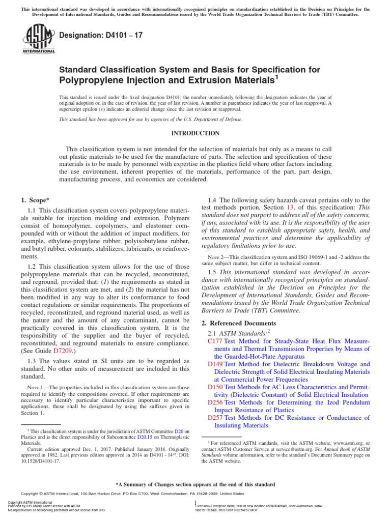 Astm d4101 | PDF | Fracture | Plastic