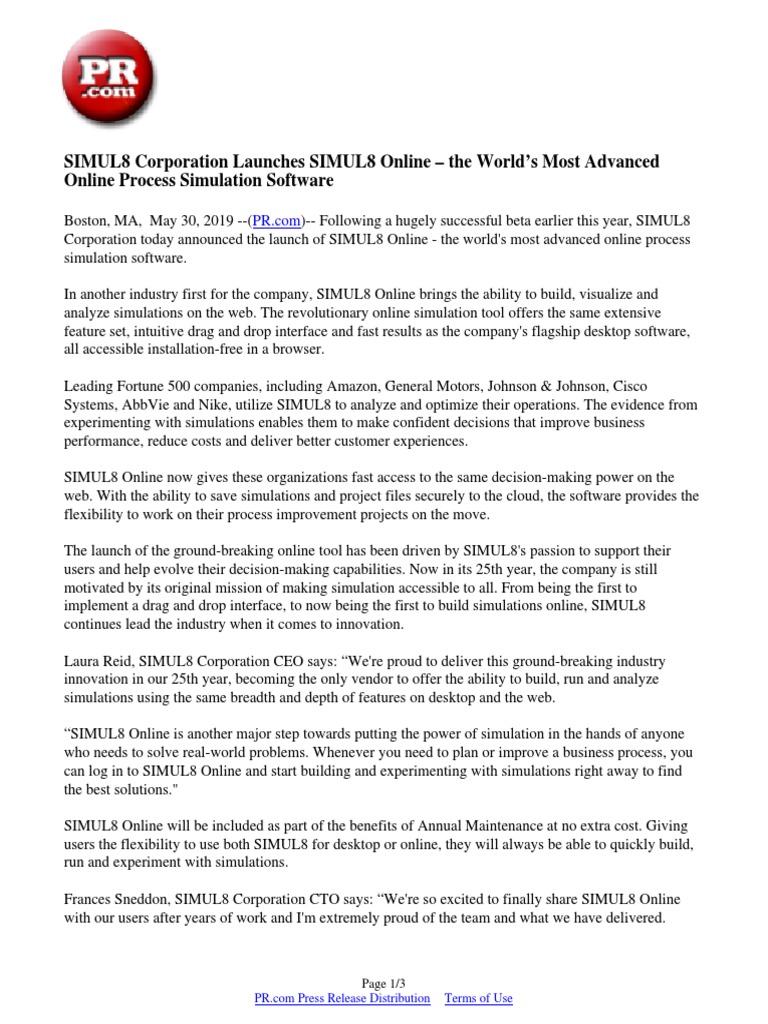 SIMUL8 Corporation Launches SIMUL8 Online - The World's Most Advanced ...