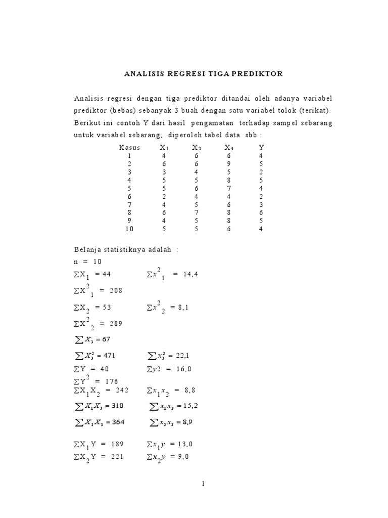Analisis Regresi Tiga Prediktor | PDF