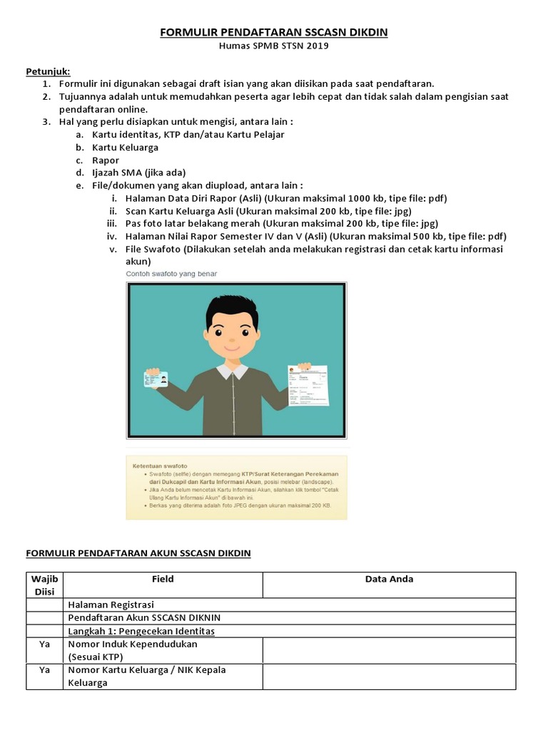 Draft Formulir Pendaftaran Sscasn Dikdin | PDF
