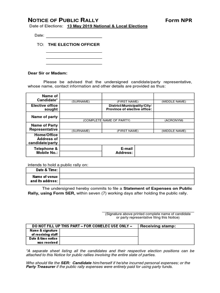 N P R Form NPR: Otice of Ublic Ally | PDF