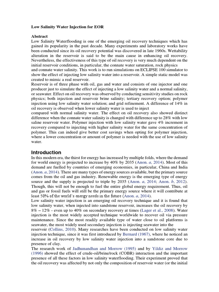 Low Salinity Water Injection For EOR | PDF | Enhanced Oil Recovery ...