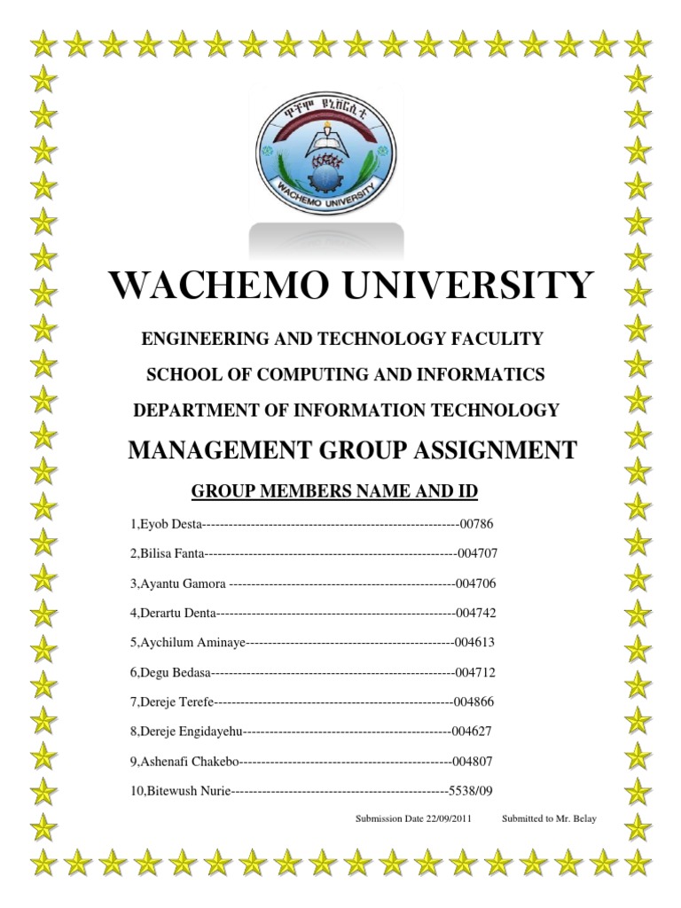 Wachemo University: Management Group Assignment | PDF
