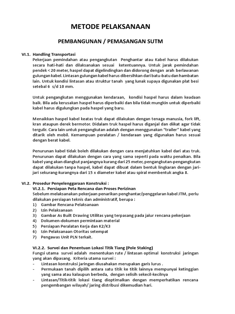 Metode Pelaksanaan JTM | PDF