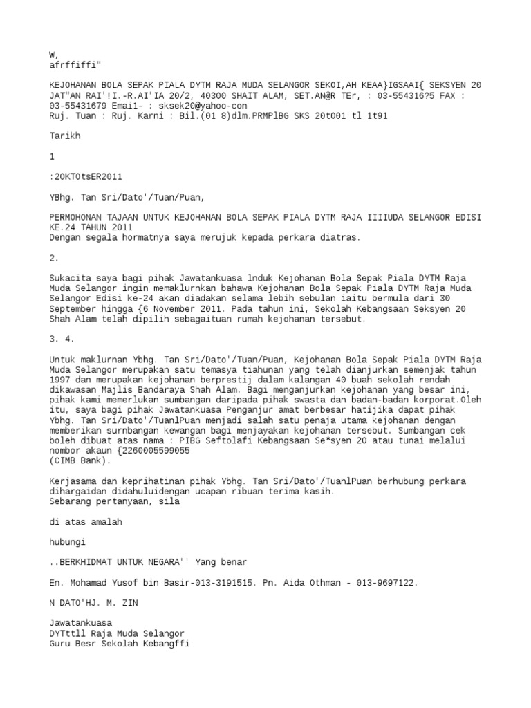 Contoh Surat Mohon Tajaan | PDF