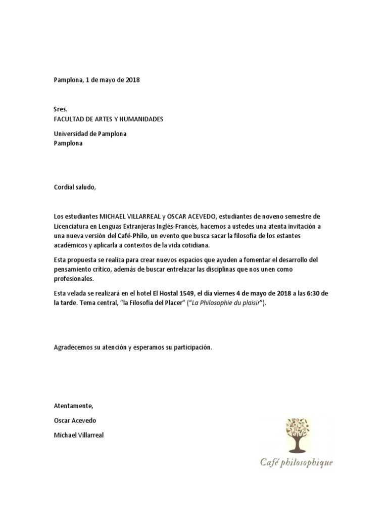 Carta Invitación Café-Philo6 | PDF