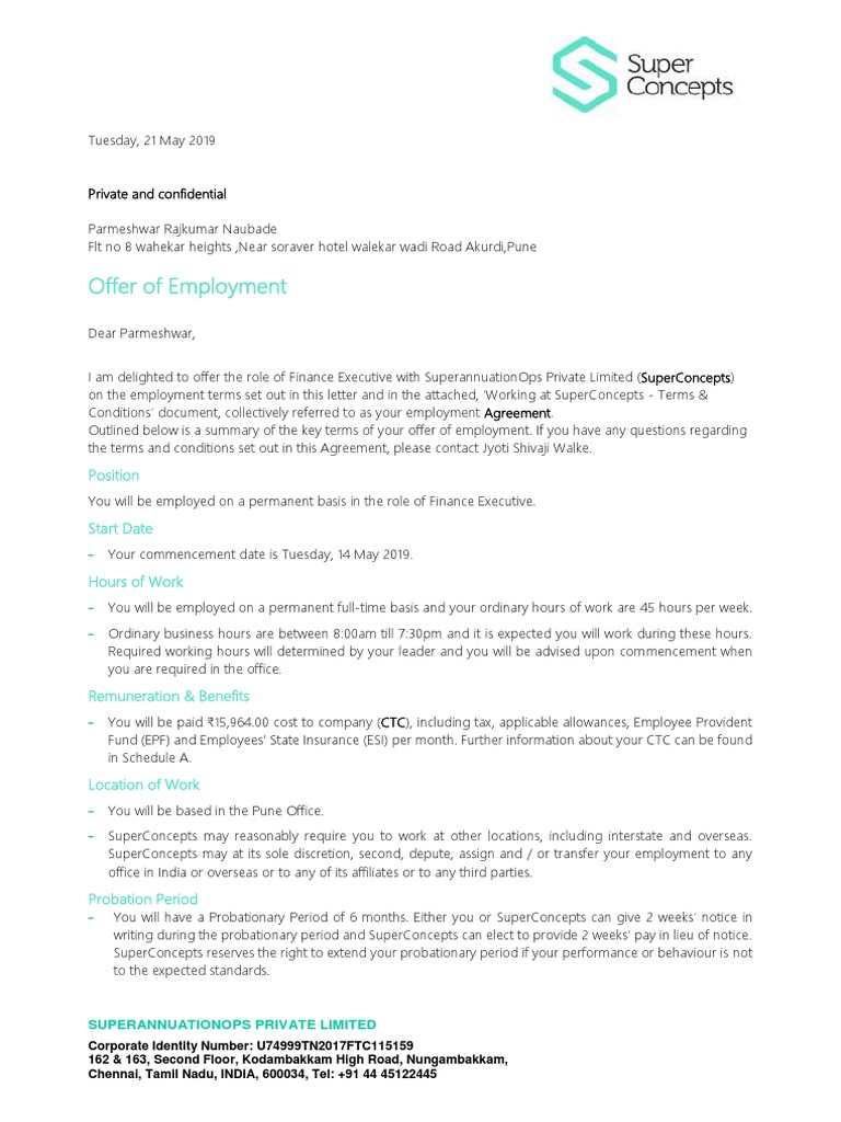 Letter of Offer Parmeshwar Rajkumar Naubade 052019 | PDF | Intellectual ...