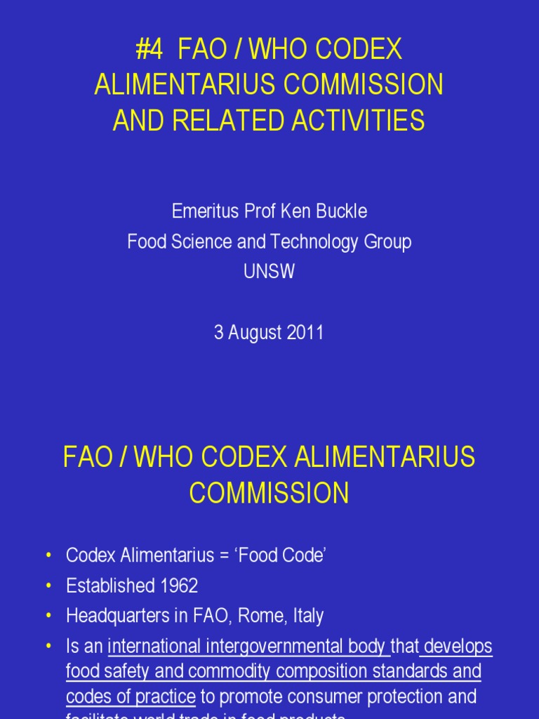 #4 Fao / Who Codex Alimentarius Commission and Related Activities | PDF ...