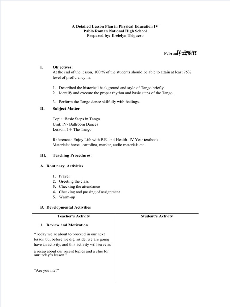 Instructions for Teaching the Basic Steps of Tango Dance Through ...