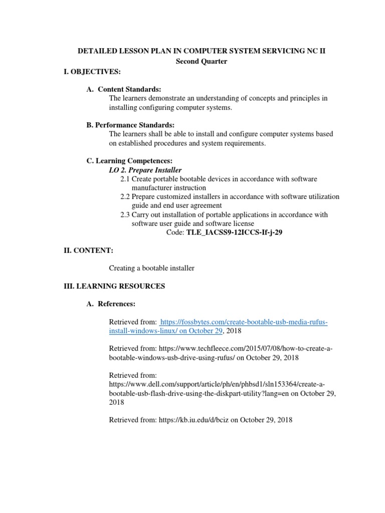 Lesson 8 LO 2 2.1 - 2.3 Creating Bootable Installer | PDF | Usb Flash ...