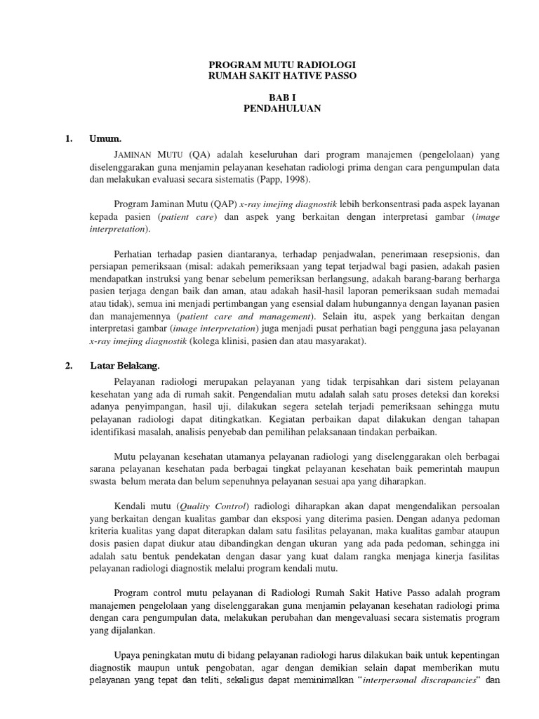 AP 6.7 Program Mutu Radiologi | PDF
