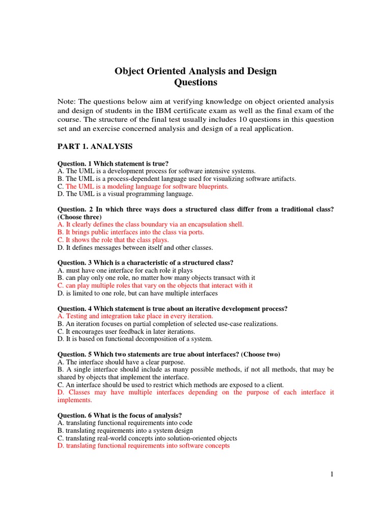 OOAD IBM Questions and Answers | PDF | Class (Computer Programming) | Inheritance (Object ...