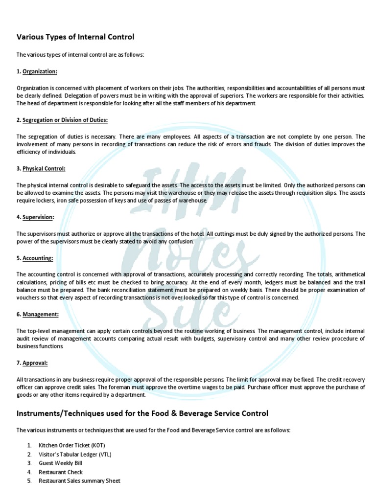 Various Types of Internal Control | PDF | Internal Control | Service ...