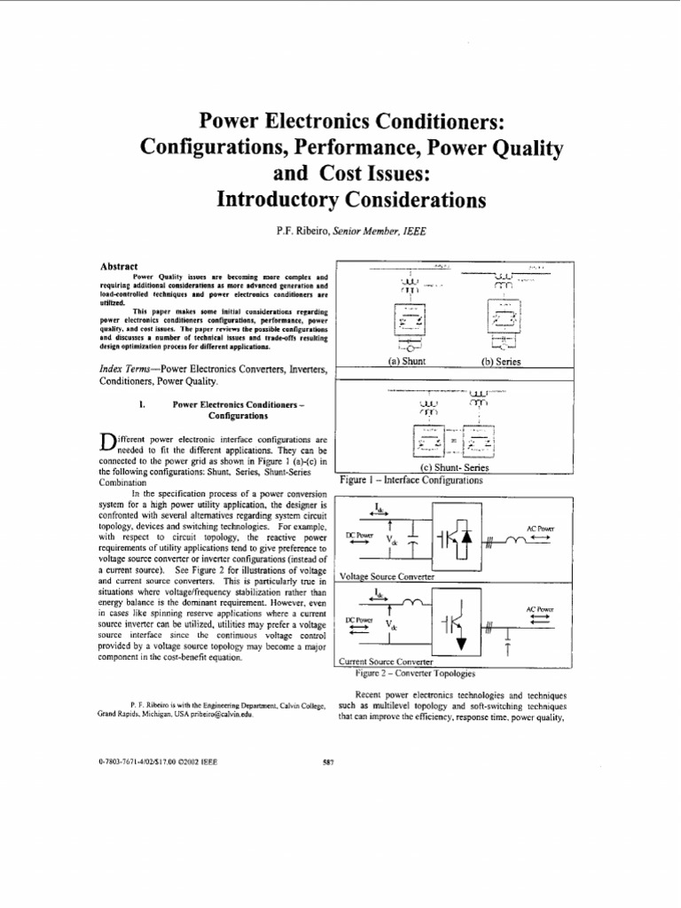 Power Electronics Conditioners: Configurations, Performance, Power ...
