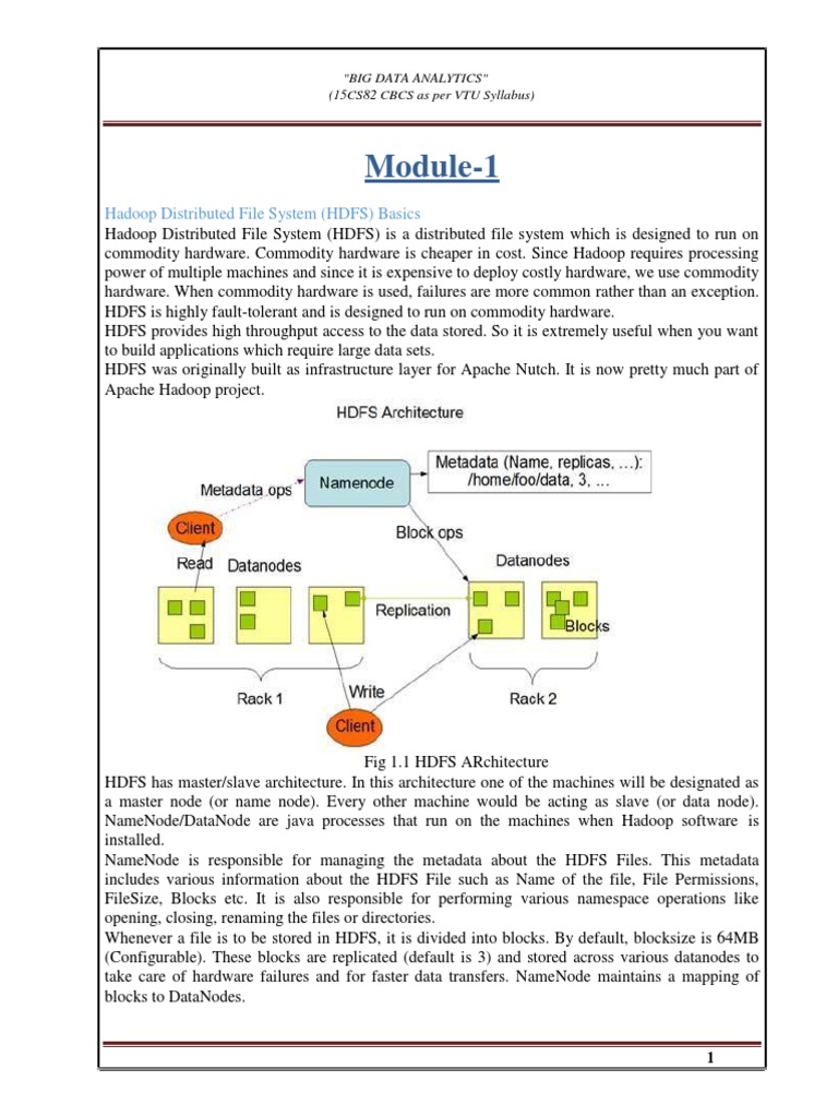 Bigdata 15cs82 Vtu Module 1 2 Notes | PDF | Apache Hadoop | Map Reduce