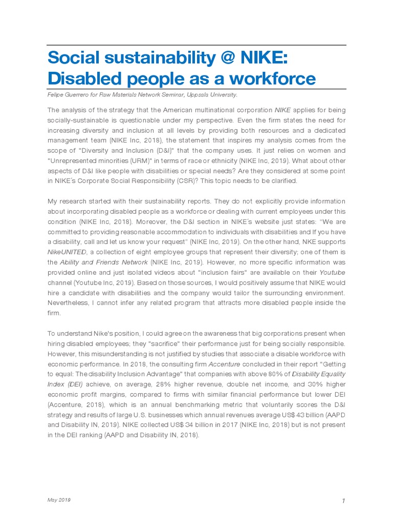 F. Guerrero - Social Sustainability at NIKE, Disabled People As A ...