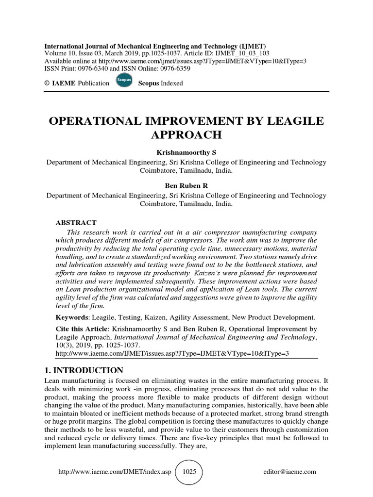 Operational Improvement by Leagile Approach | PDF | Lean Manufacturing ...
