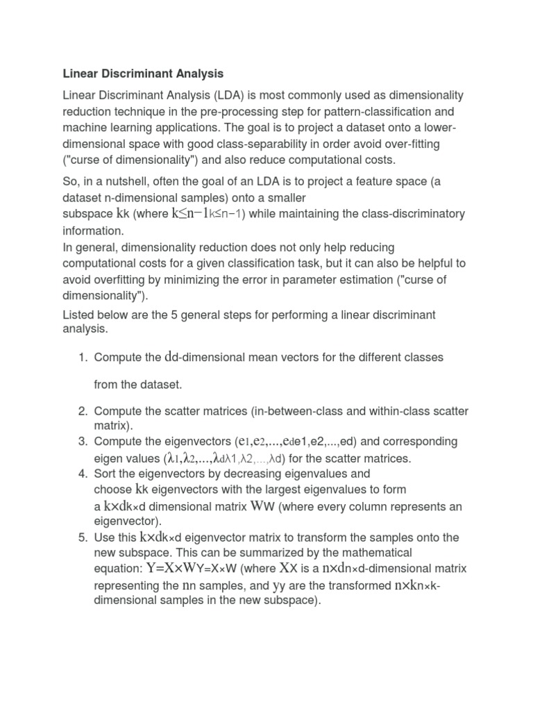 Projecting High-Dimensional Data onto a Lower-Dimensional Space Using Linear Discriminant ...