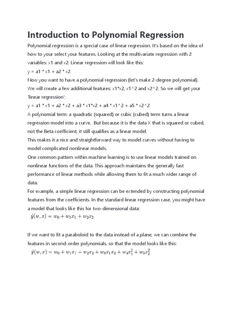 Introduction To Polynomial Regression | PDF | Regression Analysis ...