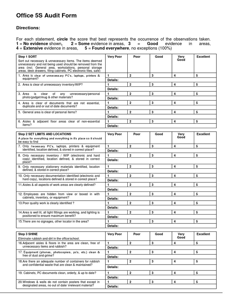 5S Checklist Ok | PDF | Computing | Computing And Information Technology