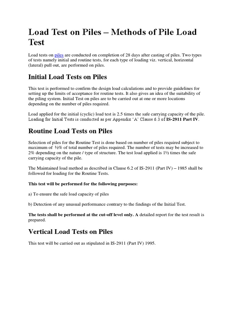 Load Test On Piles | PDF | Deep Foundation | Nature