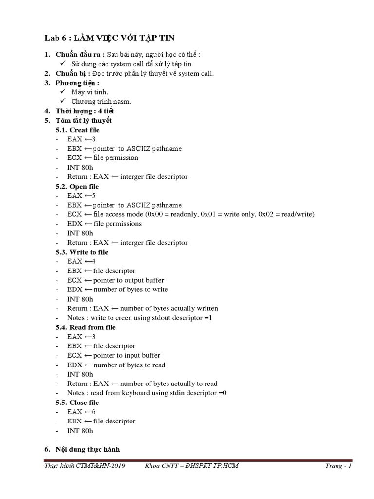 Lab 6: Làm Việc Với Tập Tin: Thực hành CTMT&HN-2019 Khoa Cntt - Đhspkt Tp.Hcm Trang - 1 | PDF ...