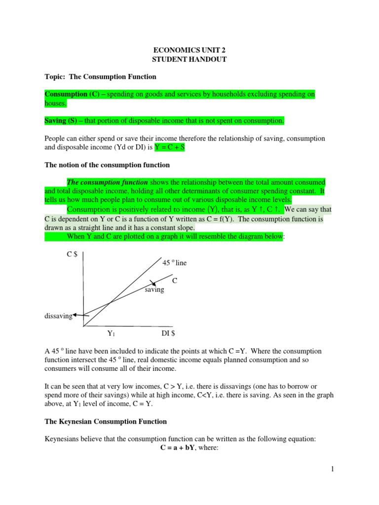 Read - Econ Handout Consumption | PDF | Fiscal Multiplier | Macroeconomics