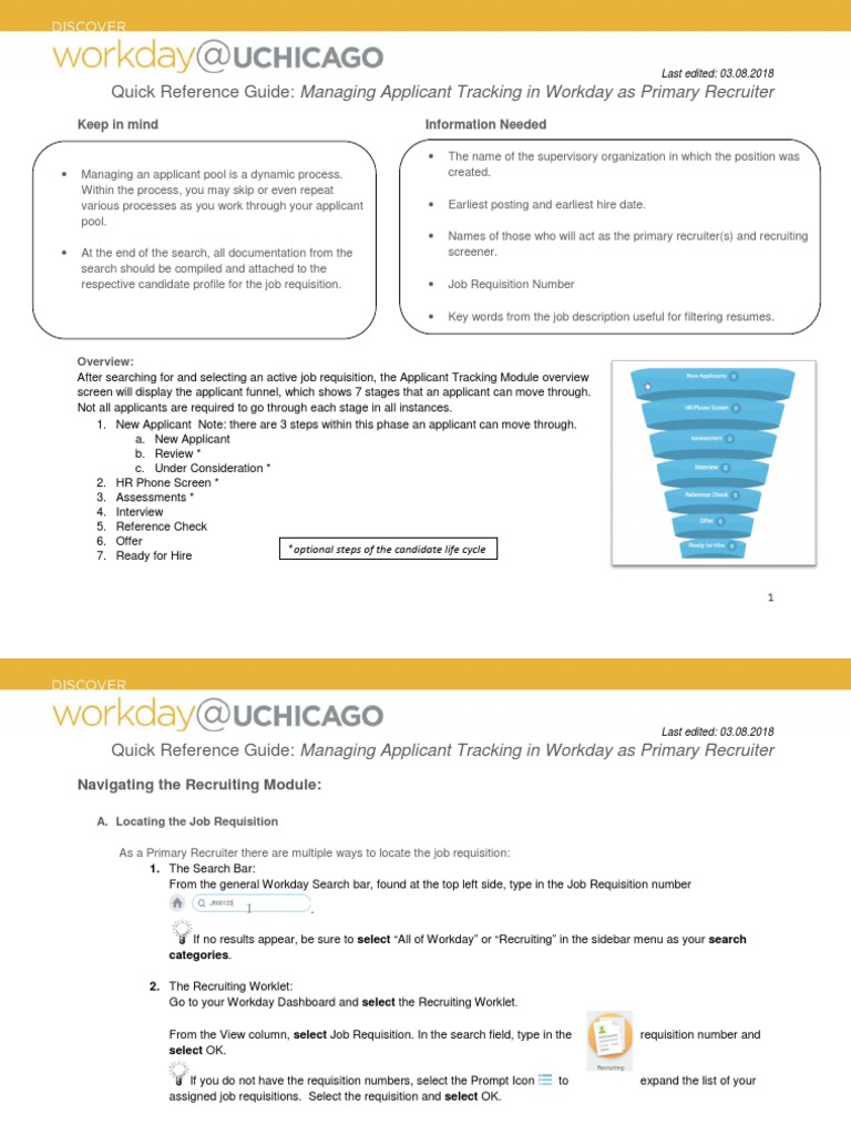 Quick Reference Guide - Managing Applicant Tracking in Workday As ...
