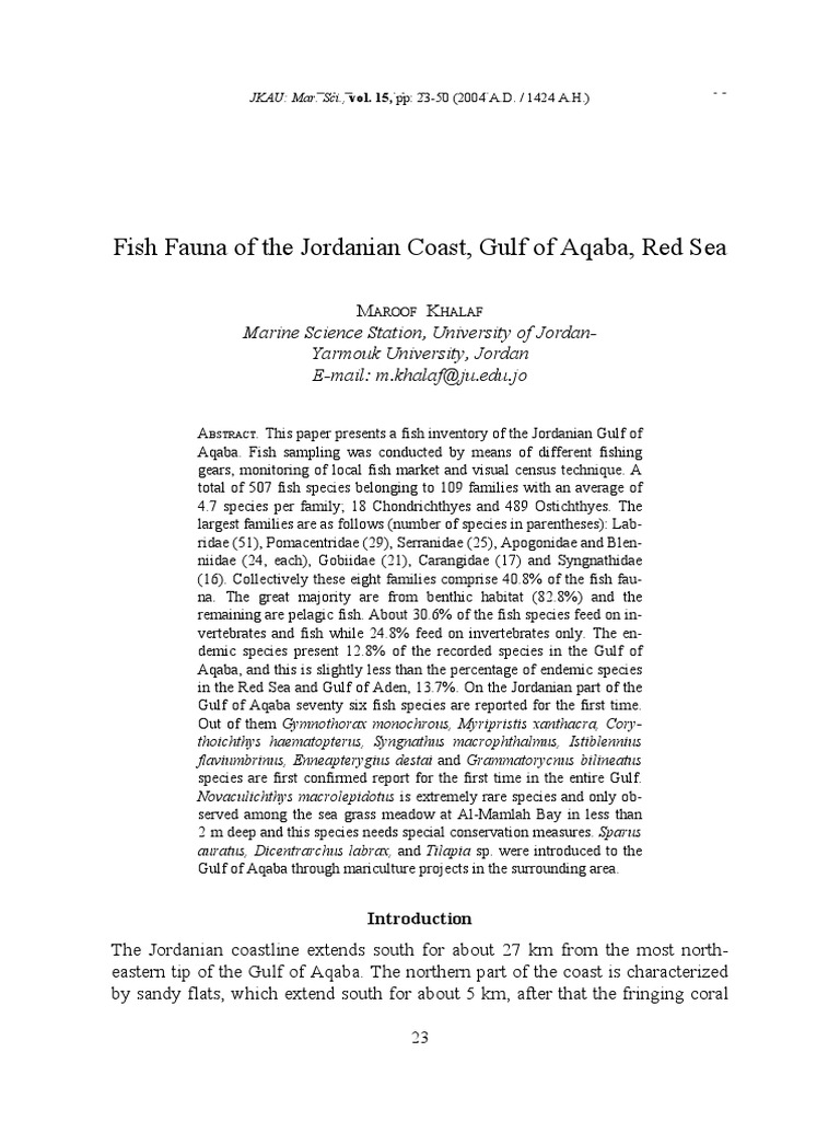 Fish Jordan | PDF | Red Sea | Coral Reef