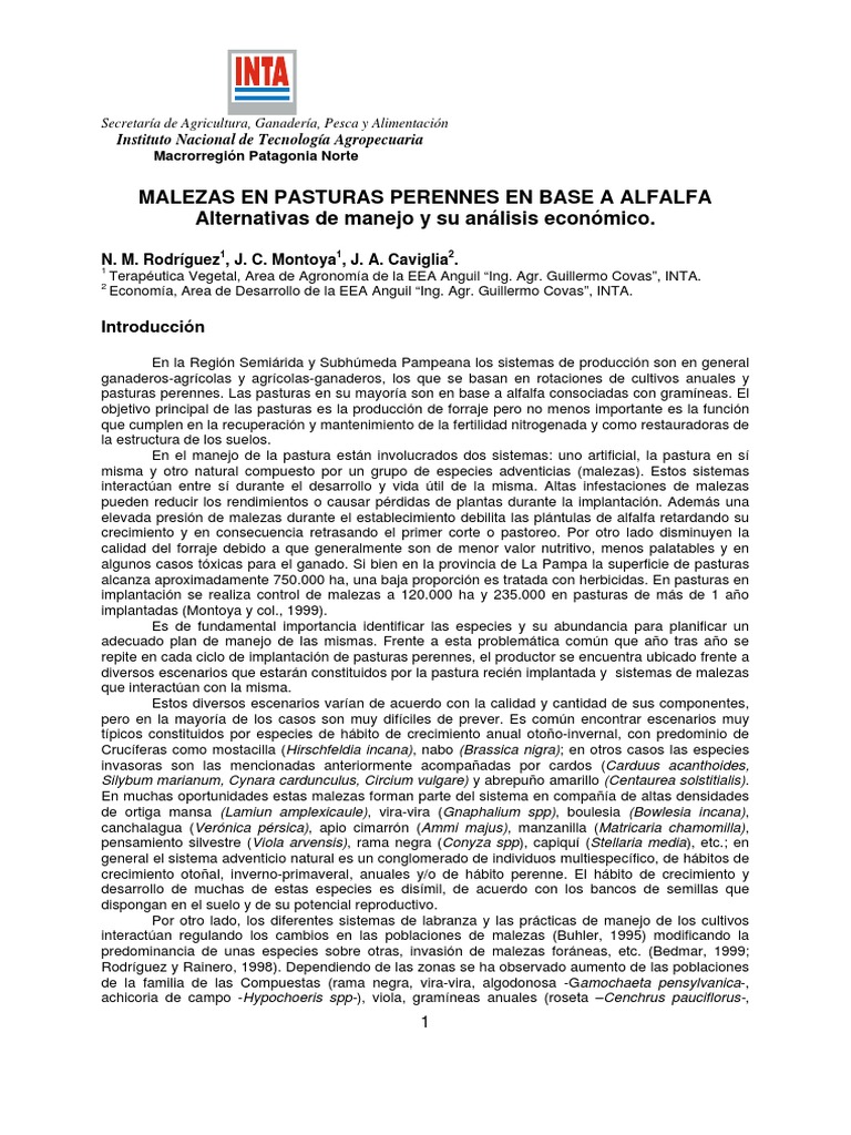 Manejo de Malezas en Pasturas de Alfalfa | PDF | Siembra | Tensioactivo