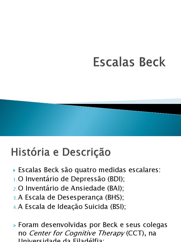 Apresentação Escalas de Beck | PDF | Suicídio | Depressão