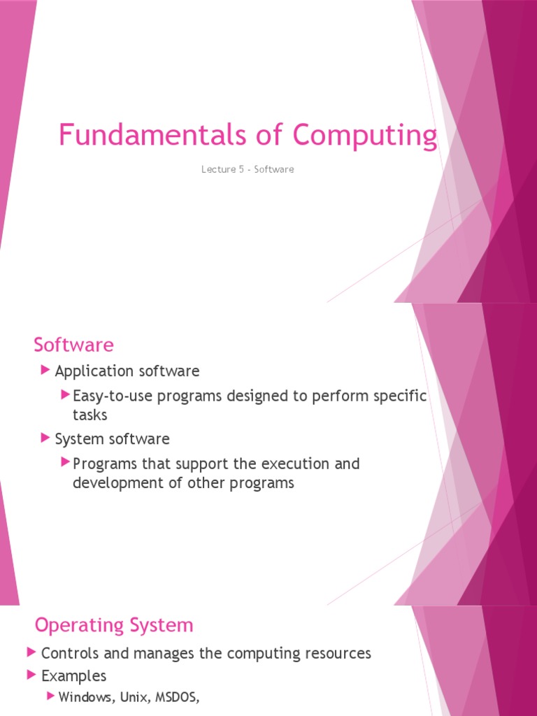Fundamentals of Computing: Lecture 5 - Software | PDF | Operating System | Booting