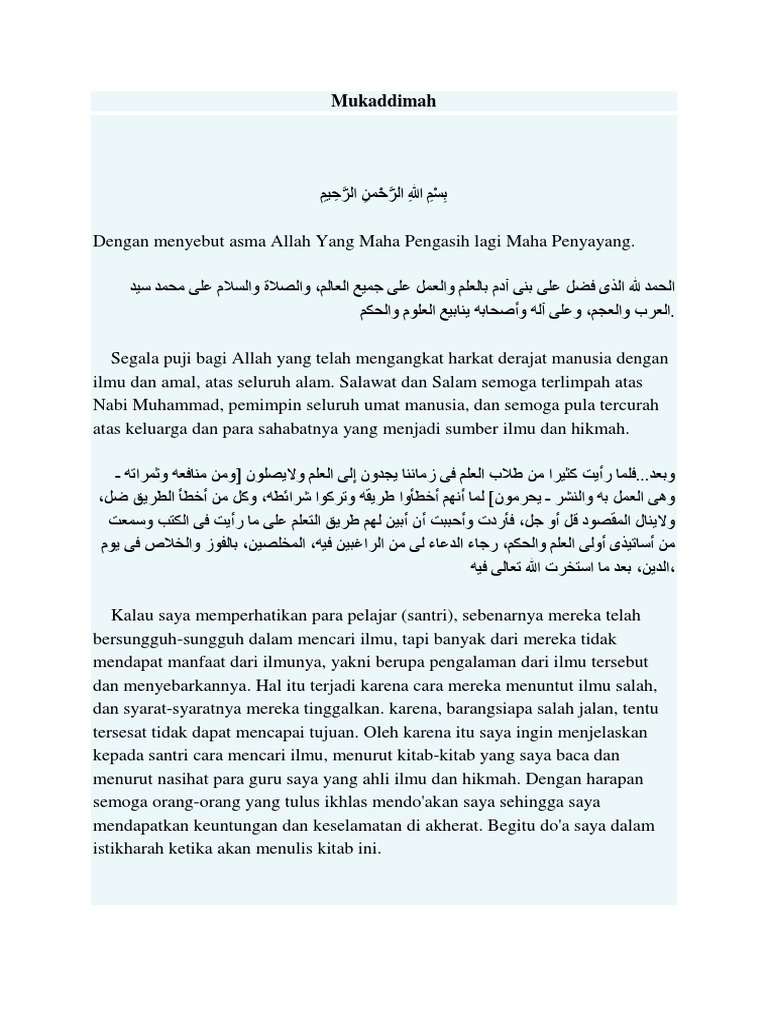 Mukaddimah & Terjemah Ta'Lim Muta'Alim (Karakter Langit) | PDF