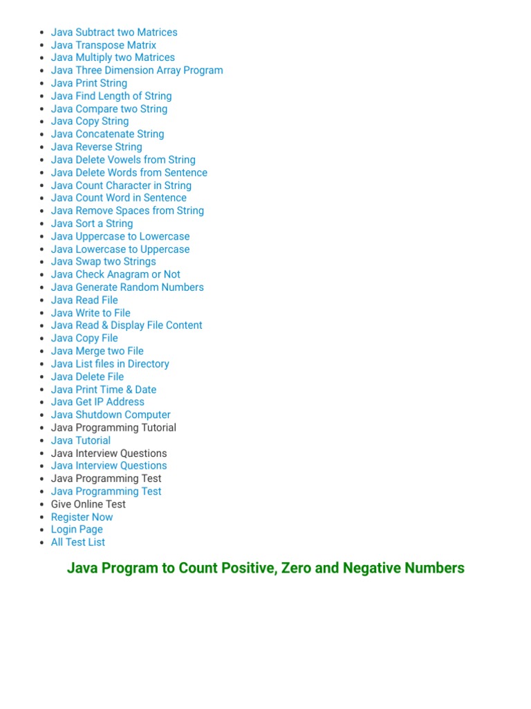 Java Program To Count Positive, Zero and Negative Numbers | PDF | String (Computer Science ...