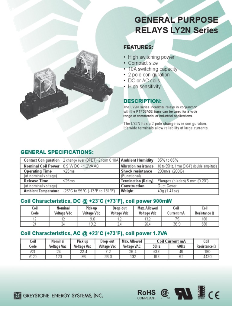 LY2N Relays | PDF | Relay | Alternating Current