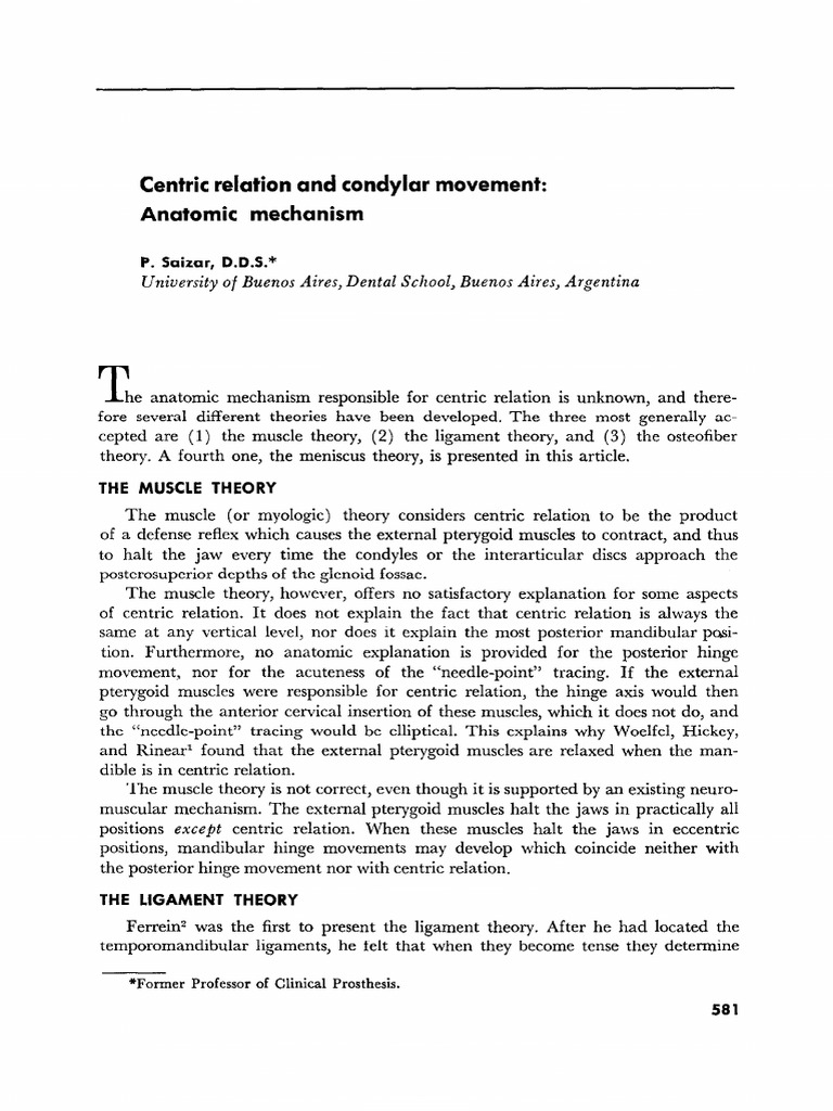 Centric Relation and Condylar Movement: Anatomic Mechanism | PDF ...