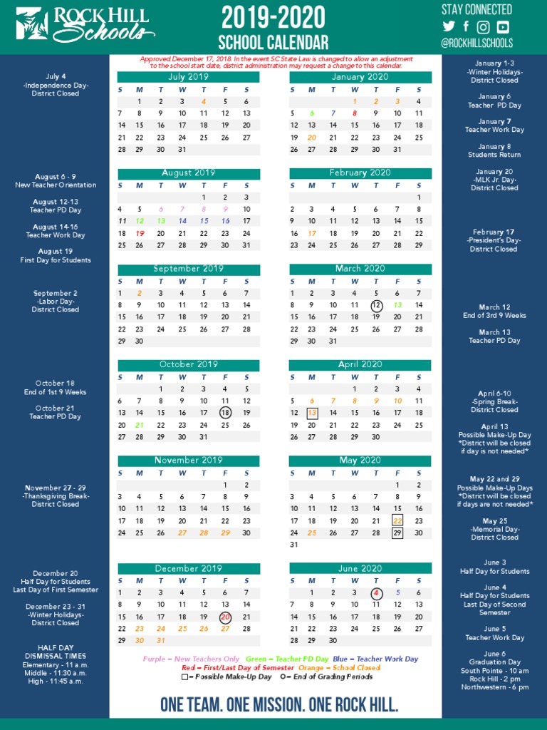 2019-20 School District Schedule | PDF | Academic Term | Schools